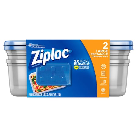 Ziploc Ziploc One Press Large Rectangle Container, PK12 70941 | Zoro